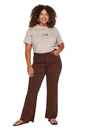 Trendyol Woman High Waist Skinny fit Plus Size Jeans Pantalons, Marron, 46 Grande Taille Femme