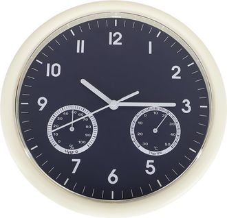 PartyKindom Stille Wanduhr Mit Thermometer Und Hygrometer Lautloser Sweep-Bewegungswanduhr F&uuml;R Wohnzimmer B&uuml;Ro Und Schlafzimmer 25Cm