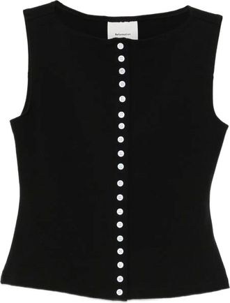 Reformation blouse Julie à taille nouée - Noir