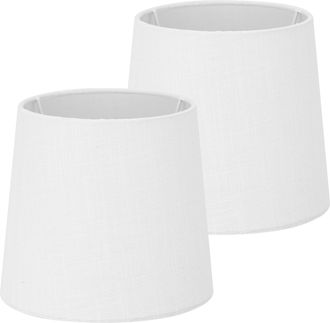 Navaris 2x Lampenschirm aus Leinen - 2er Pack E14 Lampen Schirm für Tischlampe oder Stehlampe - 2 Ersatz Lampenschirme klein - Außen Weiß/Innen Weiß