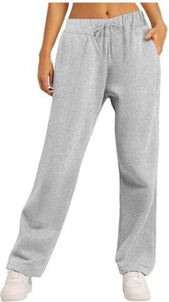 Generic Pantalon Jogging Femme en Coton de Sport Chic &Eacute;lastique Taille Haute avec Poches Droit &agrave; Coupe Large Training Yoga D&eacute;contract&eacute; Baggy Pilates Bas Leger