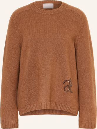Hemisphere Hemisphere Pullover Mit Cashmere Und Pailletten braun