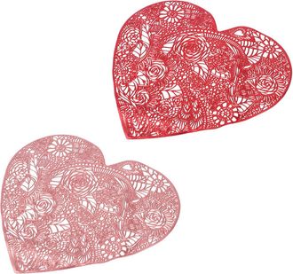 Angoily 2st&uuml;cke Platzset Zum Valentinstag Herzf&ouml;rmiges Platzset Tischset F&uuml;r Zuhause Aus Hochwertigem Strapazierf&auml;higem PVC Sch&uuml;tzt Vor Kratzern Und Flecken A