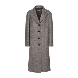 Dolce & Gabbana Femme, Manteaux, Brun, Taille: 38 FR Manteau Élégant à Motif Chevrons