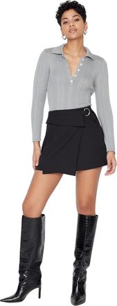 Trendyol Damen Trendyol Damen Mini Wrapover A-linie Gewebter Rock, Schwarz, 34 EU