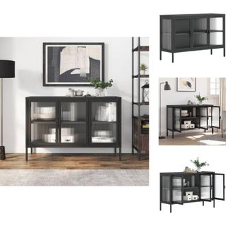 vidaXL Sideboards - Living Sideboard Schwarz 105x35x70 cm Glas und Stahl