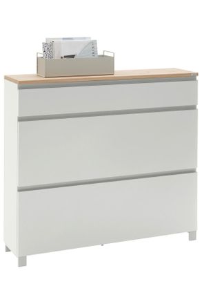 Dieter Knoll Collection Schuhschrank Dieter Knoll, Weiß, Eiche, Metall, Balkeneiche, furniert, 1 Schubladen, 120x108x31 cm, Made in Germany, Garderobe, Schuhaufbewahrung, Sch