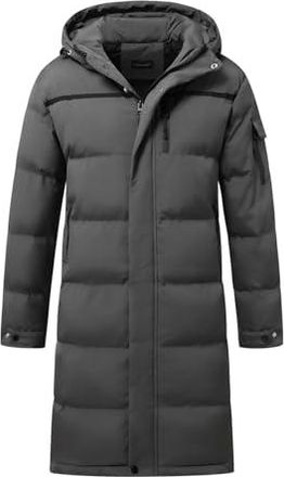 AlltheMen Doudoune Homme Hiver Manteau Parka Longue Veste Matelassée à Capuche Chaud Outwear Coupe-Vent Gris 1 XL