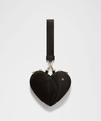 lululemon Pochette double &agrave; dragonne Heart - Noir/Blanc/Gold