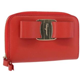 Ferragamo Portefeuille en cuir Pre-owned - Femme - Pre-owned - Rouge - Taille: ONE Size