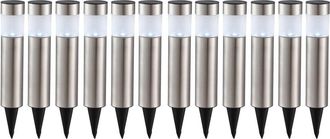 Globo Lighting LED Solar Erdspie&szlig; Leuchte Stecklampe Standleuchte Gartenlampe Stehleuchte, Edelstahl, jeweils 1x 0,06W, D x H 6,3 x 28 cm (inkl. Erdspie&szlig;), 12er Set