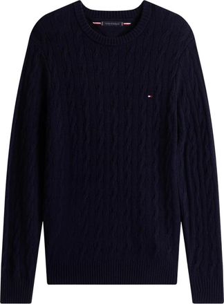 Tommy Hilfiger Lambswool Cable Crew - - Knitwear - Herren - Blau - L