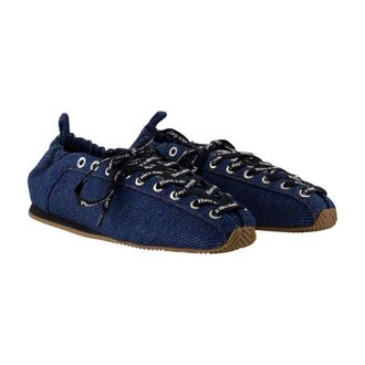 Ganni Womens Lace-Up Sporty Ballet Flat Blue Synthetic