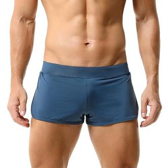 Generic Boxer pour homme - Taille XXL - Sous-v&ecirc;tements pour homme - Boxer pour homme - Respirant - Style r&eacute;tro - Couleur unie - Sans coutures, bleu, XXL taill