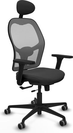 Piqueras y Crespo Ergonomischer Computerstuhl mit 3D-Armen, h&ouml;henverstellbarer Lendenwirbelst&uuml;tze und festem Kopfteil, ausgestattet mit Syncro/Traslack und injiziertem 