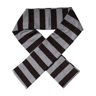 Dolce & Gabbana Gestreifter Wollschal mit Logo am Hals - - Accessories - Herren - Schwarzk - ONE SIZE