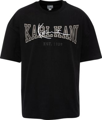 Karl Kani Herren KM232-002-2 KK College Signature Heavy Jersey Boxy Tee Black, XL