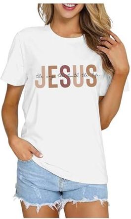 Generic T-shirt Fille D&eacute;contract&eacute; Femme T-shirt avec Col Rond Imprim&eacute; Lettre &Eacute;l&eacute;gant Comme Haut &Agrave; La Mode Pour Tenues &Eacute;t&eacute; T-shirts Imprim&eacute;s Polyester, Blanc.,