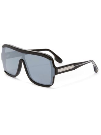 Victoria Beckham Sonnenbrille im Layering-Look mit Maskengestell - Schwarz