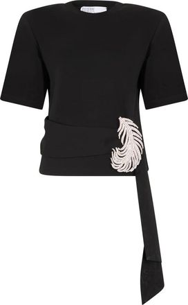 Giuseppe Di Morabito Femme, Tops, Noir, Taille: 36 FR T-shirt en coton avec strass