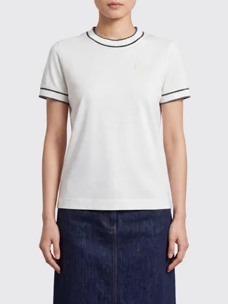 Brunello Cucinelli T-shirt &agrave; col rond en coton avec finitions contrastantes