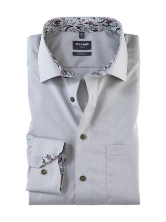 Olymp Herren Oberhemd Langarm Luxor,Uni,Luxor modern fit,19 Global Kent,kitt 75,40
