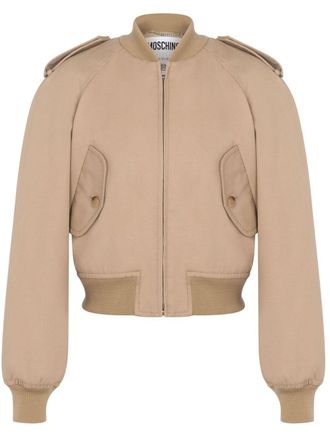 Moschino veste bomber crop &agrave; manches raglan - Tons neutres