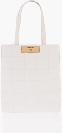 Moschino LOVE Quilted Faux Leather Tote Bag with Turn Lock Closure size Unica