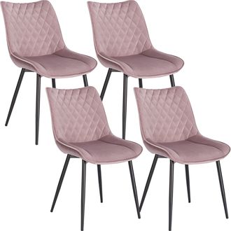 Woltu Esszimmerstühle 4er Set, Küchenstühle, Wohnzimmerstühle, Polsterstühle mit Rückenlehne, für Esszimmer, Küche, Wohnzimmer, Büro, Sitzfläche aus Samt, M