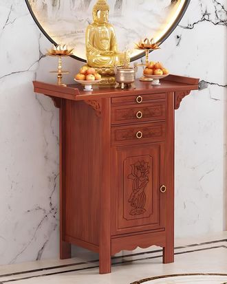 Generic Traditioneller buddhistischer Altar, Schreinaltar, Altartisch mit Ablage, chinesischer Opferaltar auf Sockel