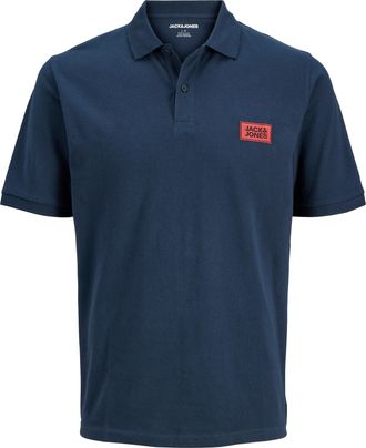 Jack & Jones Poloshirt JACK & JONES JJRUSH POLO SS, Herren, Gr. XL, blau (navy blazer), Jersey, Obermaterial: 100% Baumwolle, unifarben, regular fit normal, ohne A