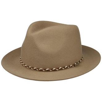 Stetson Willmount Fedora Hut - Wollfilzhut mit Asahi Guard - Filzhut f&uuml;r Herren - Herrenhut beige M (56-57 cm)