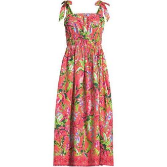 Lands End Musselin-Midikleid Gemustert, Damen, Gr&ouml;&szlig;e:40-42 regular, Orange, Baumwolle, by Lands End