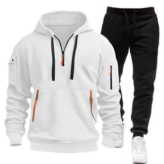 Generic Hommes Jogging Surv&ecirc;tement, Veste Sweat Manches Longues Et Pantalons Longue Ensemble De 2 Pi&egrave;ces, Mode Et Confortable, V&ecirc;tements Chaud Outfit &Eacute;l&eacute;gant 