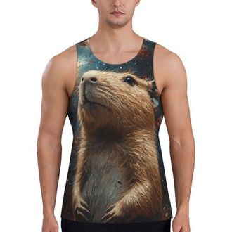 Generic D&eacute;bardeur respirant &agrave; s&eacute;chage rapide sans manches pour homme pour entra&icirc;nement &agrave; la plage S &agrave; 4XL, Galaxy Capybara 12, 4XL