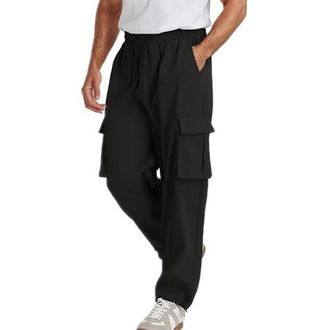Generic Pantalon de jogging pour homme - Pantalon cargo d&eacute;contract&eacute; pour homme - L&eacute;ger et confortable - Pantalon de travail d&eacute;t&eacute; - Respirant - Coupe ample - P