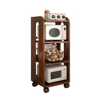 Generic Schlanker Aufbewahrungswagen, Massivholz-Aufbewahrungsregal, Offener Organizer-Wagen Mit 360&deg;-Bremsr&auml;dern, for Schmale Stellen Im Badezimmer(Color 3,2