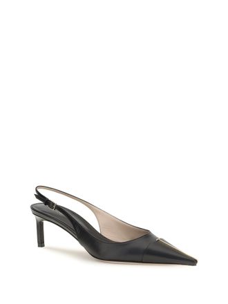 Tom Ford Womens Leather Slingback Pumps Black Calf Bos Taurus High Heel Shoes