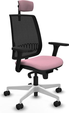 Piqueras y Crespo Schreibtischstuhl mit Rollen in Rosa, mit 3D-Armlehnen, h&ouml;henverstellbare Lendenwirbelst&uuml;tze und h&ouml;henverstellbares Kopfteil und Neigung, Schwarz/Rosa