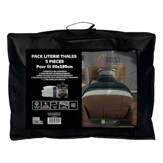 Soleil d'Ocre Ensemble Couette et Parure 5 Pièces THALES Brique pour lit en 90x190 cm