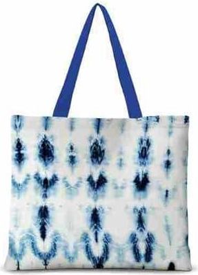 Generic Sac fourre-tout bleu en toile tie-dye - 40 x 35 cm - Design artistique avec fermeture éclair et poche intérieure, Tie-dye bleu 1, 28 X 12 X 9 Centimet