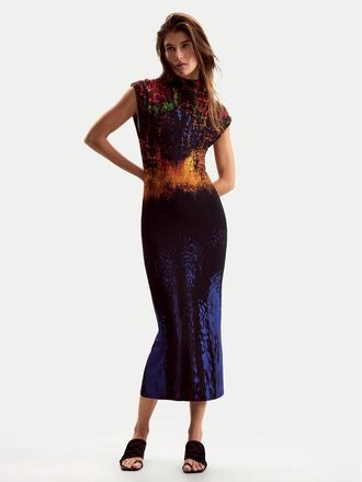Desigual Coctailkleid Psicho Animal 26SWVK41 Bunt Slim Fit
