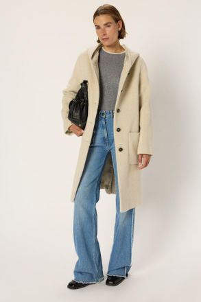 Gerard Darel Manteau &agrave; capuche en laine et alpaga - MALOU - Naturel