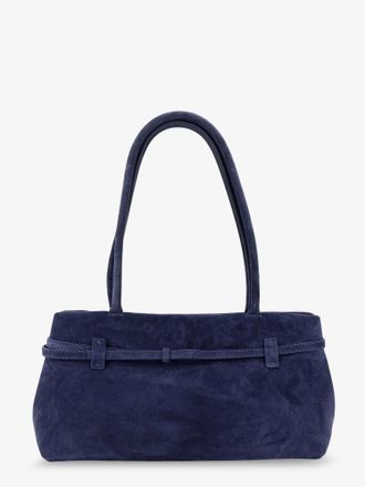 Manu Atelier Womens Shoulder Bag Le Cambon East West Blue Suede