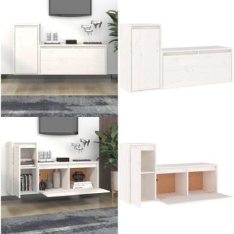 vidaXL Vidaxl - TV-Schr&auml;nke 2 Stk. Wei&szlig; Massivholz Kiefer - TV-Schrank - H&auml;ngeschrank - Wohnwand - Regal - Fernsehregal - Home & Living