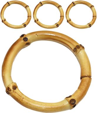 FOMIYES Runde Bambus Serviettenringe 4 St&uuml;ck Bruchsicher Rustikal Serviettendekor f&uuml;r Hochzeitsfeier und Esstisch