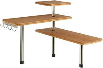 Paris Prix Secret de gourmet 3 niveaux Etagère dangle en bambou et inox - Cuisine - Salle de bain ou sur un bureau - Idéal pour gagner de la place