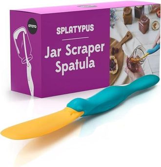 OTOTO Design Splatypus Spatule en silicone pour bocaux - Gadgets de cuisine amusants - Spatule crêpes sans BPA, 100% sûre pour aliments - Couteau à beurre et confi