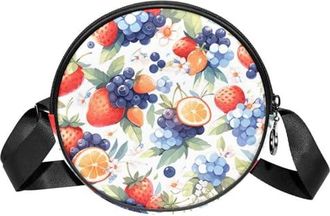 Generic Sac &agrave; bandouli&egrave;re Circle pour femme, petit sac &agrave; bandouli&egrave;re color&eacute; avec fermeture &eacute;clair, bretelles r&eacute;glables, sac &agrave; main rond d&eacute;contract&eacute; pour femme