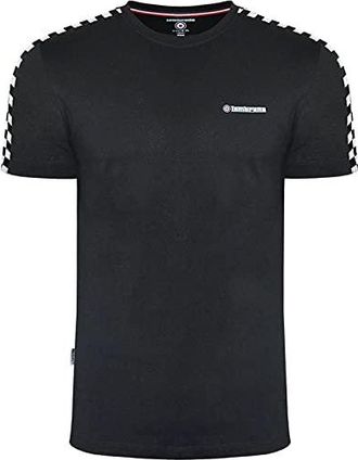 Lambretta T-shirt bicolore &agrave; manches &agrave; carreaux pour homme, Noir, L